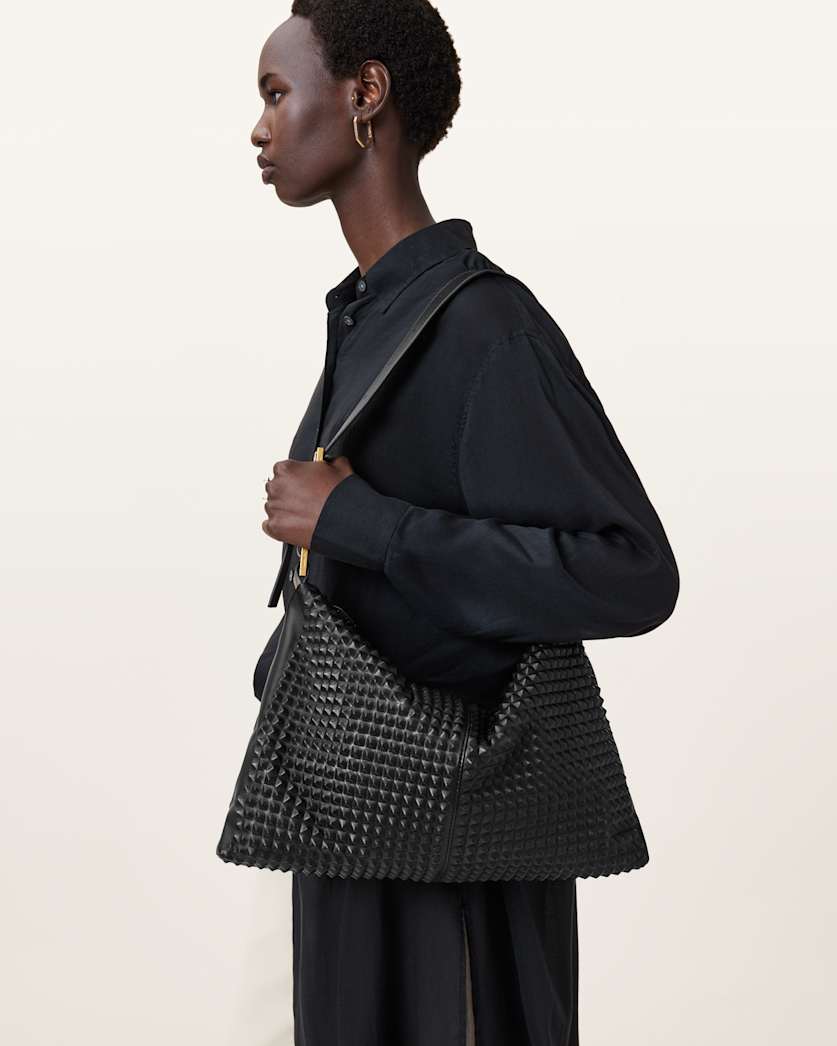 Edbury Studded Leather Shoulder Bag Black | ALLSAINTS DE